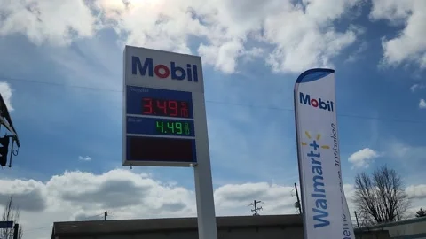Mobil Gas Station Convenience Store Sign... | Stock Video | Pond5
