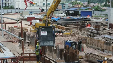 Mobile crane lifting small generator set... | Stock Video | Pond5