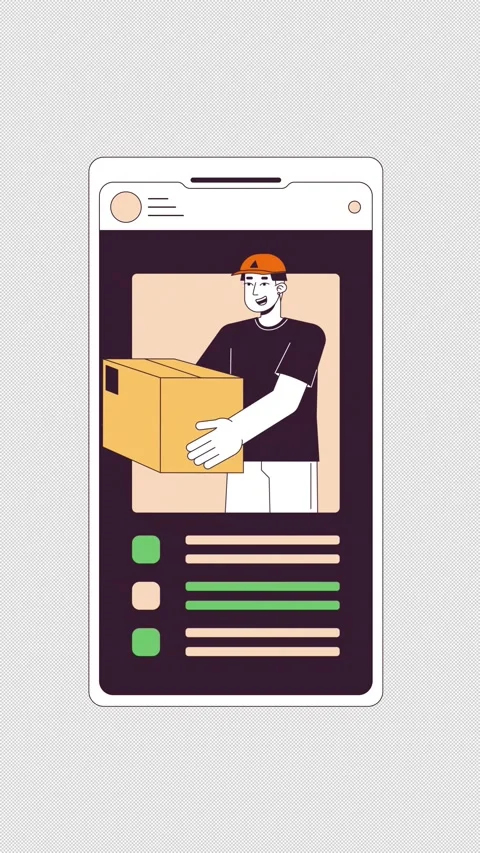 Mobile delivery app interface with couri... | Stock Video | Pond5