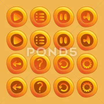 Mobile elements for ui game - a set of play, pause, sound, restart ...
