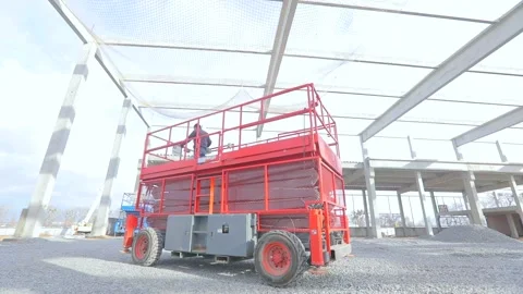 Mobile folding lifting platform at the c... | Stock Video | Pond5