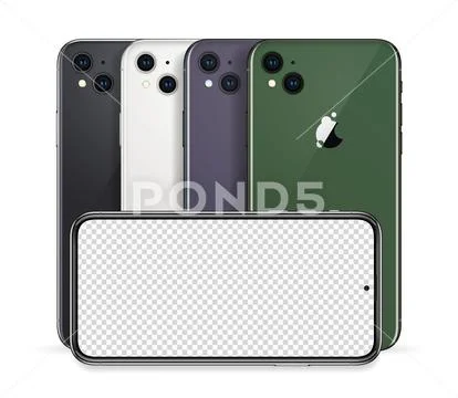 Mobile phone horizontal template with front and back view set. Vector ...