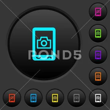 Mobile photography dark push buttons with color icons ~ Clip Art #151783051