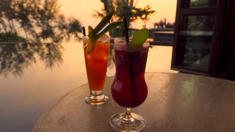 Mocktails On Table Stock Footage ~ Royalty Free Stock Videos | Pond5