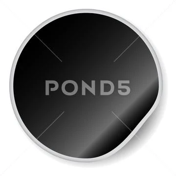 Mockup of a round black sticker. Easy to change the background: Royalty ...