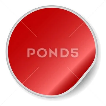 Mockup of a round red sticker. Easy to change the background ...