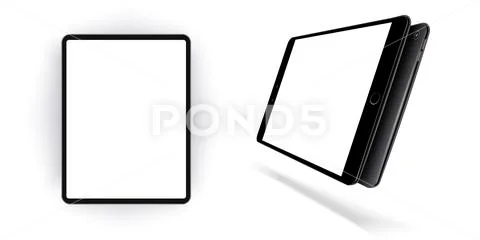 Mockup tablet collection set isolated on white vector design. Outline ...