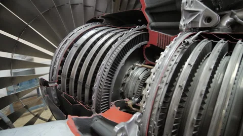 Model Of Airplane Jet Engine Turbine In ... | Stock Video | Pond5