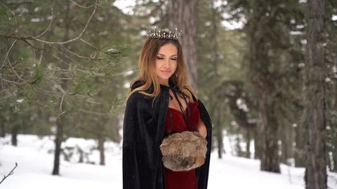 Model cosplay Snow Queen outdoor in wint... | Stock Video | Pond5