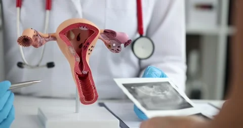 Model of the female reproductive system,... | Stock Video | Pond5