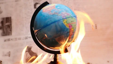 Model globe on fire. Planet Earth Burnin... | Stock Video | Pond5
