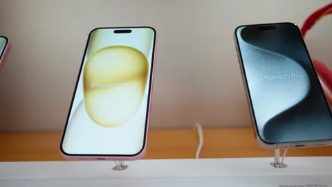 Model line of Brande new apple iPhone 15... | Stock Video | Pond5