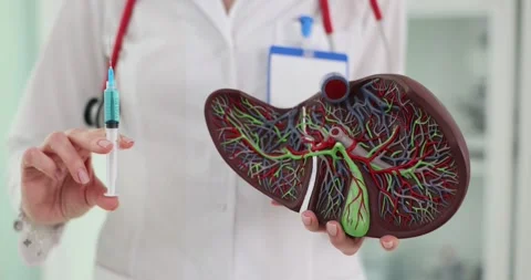 Model of the liver with injection syring... | Stock Video | Pond5