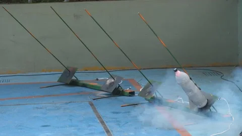 Model Rocket Launch Fail Slow Motion | Stock Video | Pond5