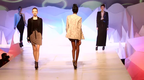 Model walking on the runway at a fashion... | Stock Video | Pond5