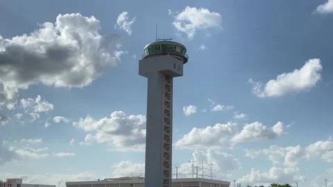 Modern air traffic control tower in inte... | Stock Video | Pond5