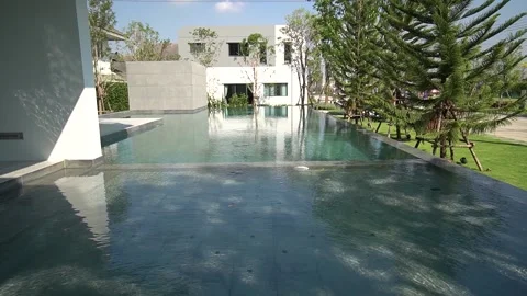 Modern and Minimal Pool Villa Exterior D... | Stock Video | Pond5