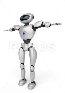 Modern android robot on a white background. 3D rendering. Stock Photo ...