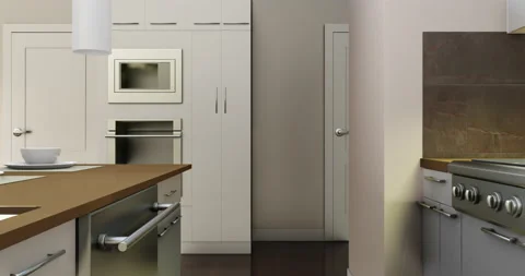 modern, bright, clean empty kitchen inte... | Stock Video | Pond5