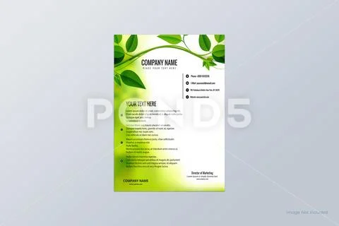 Modern business brochure with leaf flyer template design Illustration ...
