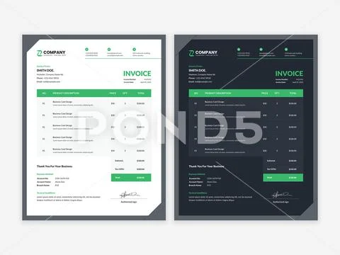 Modern business invoice template with dark and light variation ~ PSD ...