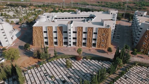 Modern cemetery with one-story burial bu... | Stock Video | Pond5