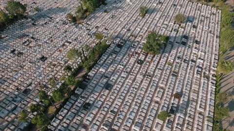 Modern cemetery with one-story burial bu... | Stock Video | Pond5