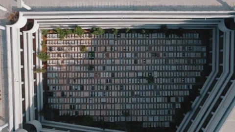 Modern cemetery with one-story burial bu... | Stock Video | Pond5