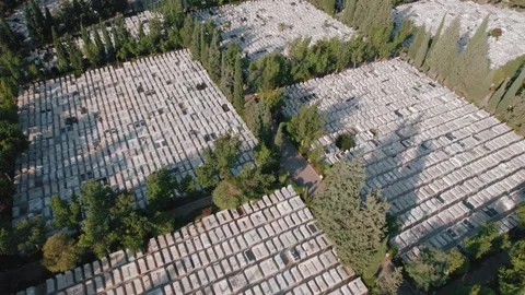 Modern cemetery with one-story burial bu... | Stock Video | Pond5