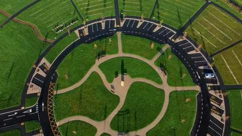 Modern circular cemetery pathway design ... | Stock Video | Pond5