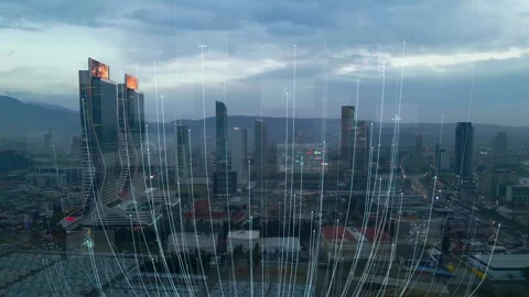 Modern city and graphical user interface... | Stock Video | Pond5
