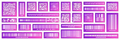 Modern colorful product barcodes and QR codes. Identification tracking ...