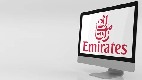 Modern computer screen with Emirates Air... | Stock Video | Pond5