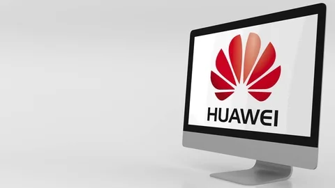 Modern computer screen with Huawei logo.... | Stock Video | Pond5
