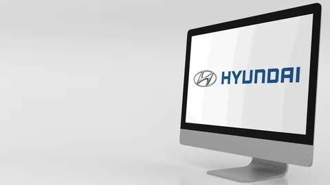 Modern computer screen with Hyundai logo... | Stock Video | Pond5