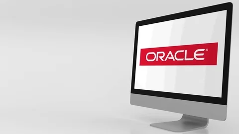 Modern computer screen with Oracle logo.... | Stock Video | Pond5