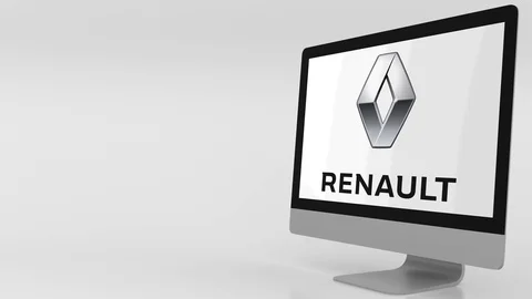 Modern computer screen with Renault logo... | Stock Video | Pond5