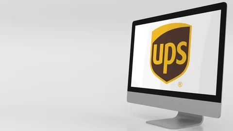 Modern computer screen with UPS logo. 4K... | Stock Video | Pond5