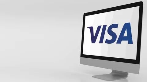 Modern computer screen with Visa logo. 4... | Stock Video | Pond5