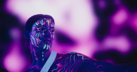 Modern Dancer with Neon Body Paint | Stock Video | Pond5
