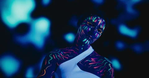 Modern Dancer with Neon Body Paint | Stock Video | Pond5
