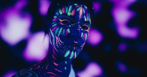 Modern Dancer with Neon Body Paint | Stock Video | Pond5