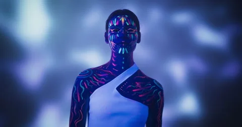 Modern Dancer with Neon Body Paint | Stock Video | Pond5