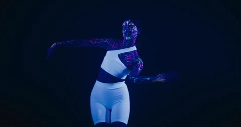 Modern Dancer with Neon Body Paint | Stock Video | Pond5