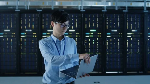 In the Modern Data Center: Portrait of I... | Stock Video | Pond5