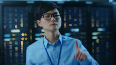 In the Modern Data Center: Portrait of I... | Stock Video | Pond5