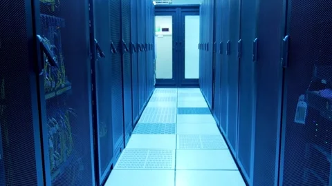 Modern Database Servers Server Room Rack... | Stock Video | Pond5