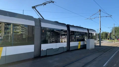 Modern De Lijn Coast Tram (Kusttram) arr... | Stock Video | Pond5
