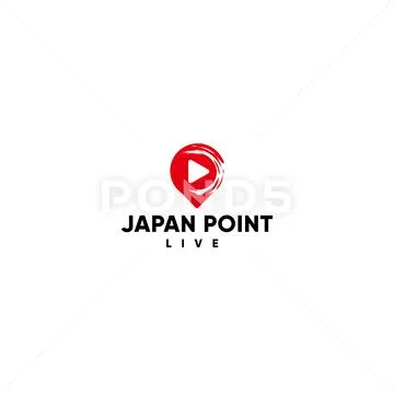 Modern design JAPAN POINT LIVE stream logo design: Royalty Free #167733874
