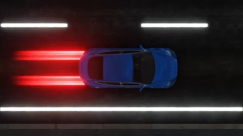 Modern electric car rides on the road 3d... | Stock Video | Pond5